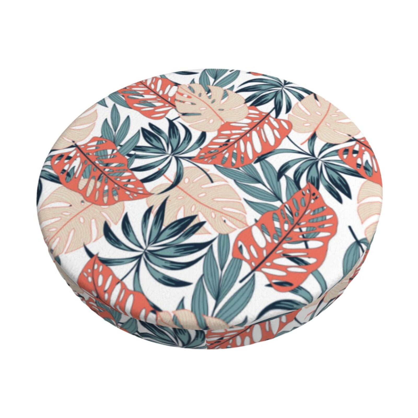 Bar Stool Covers Round, Hawaiian Style Big Leaes Bar Stool Cushion ...