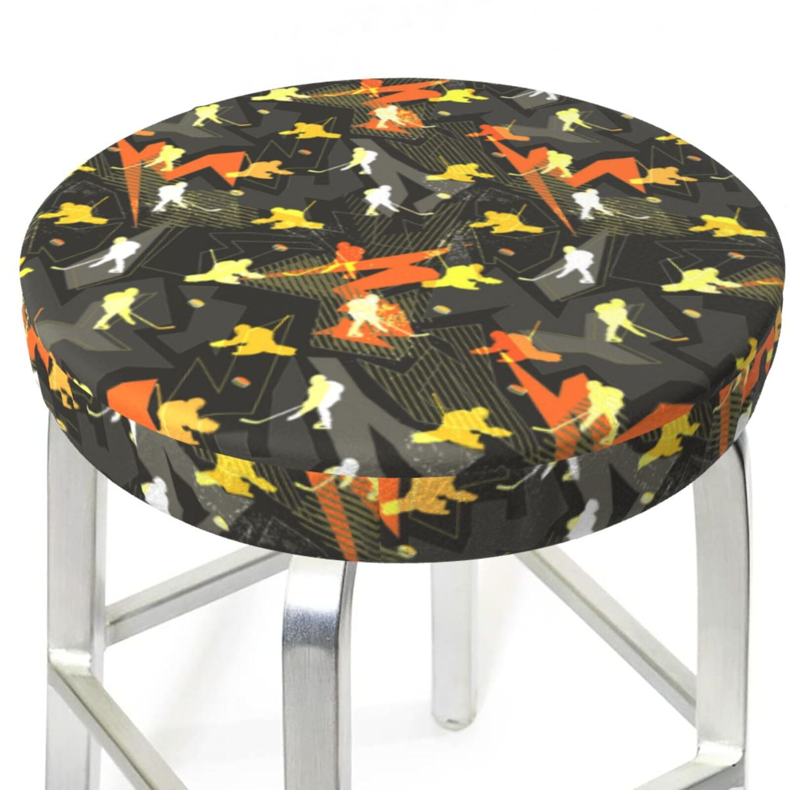 Bar Stool Covers Round, Hockey sticks Dark gray Bar Stool Cushion ...