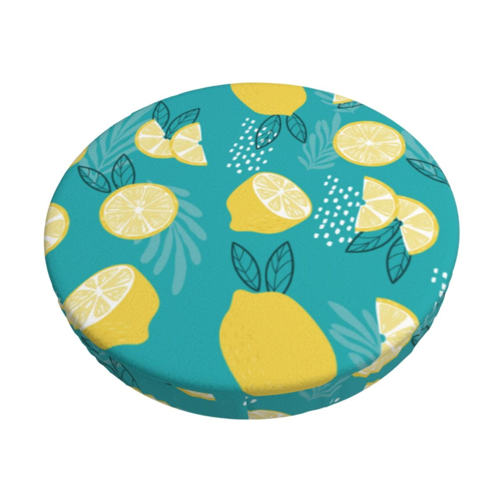Bar Stool Covers Round, Lemon Blue Bar Stool Cushion Covers Seat ...