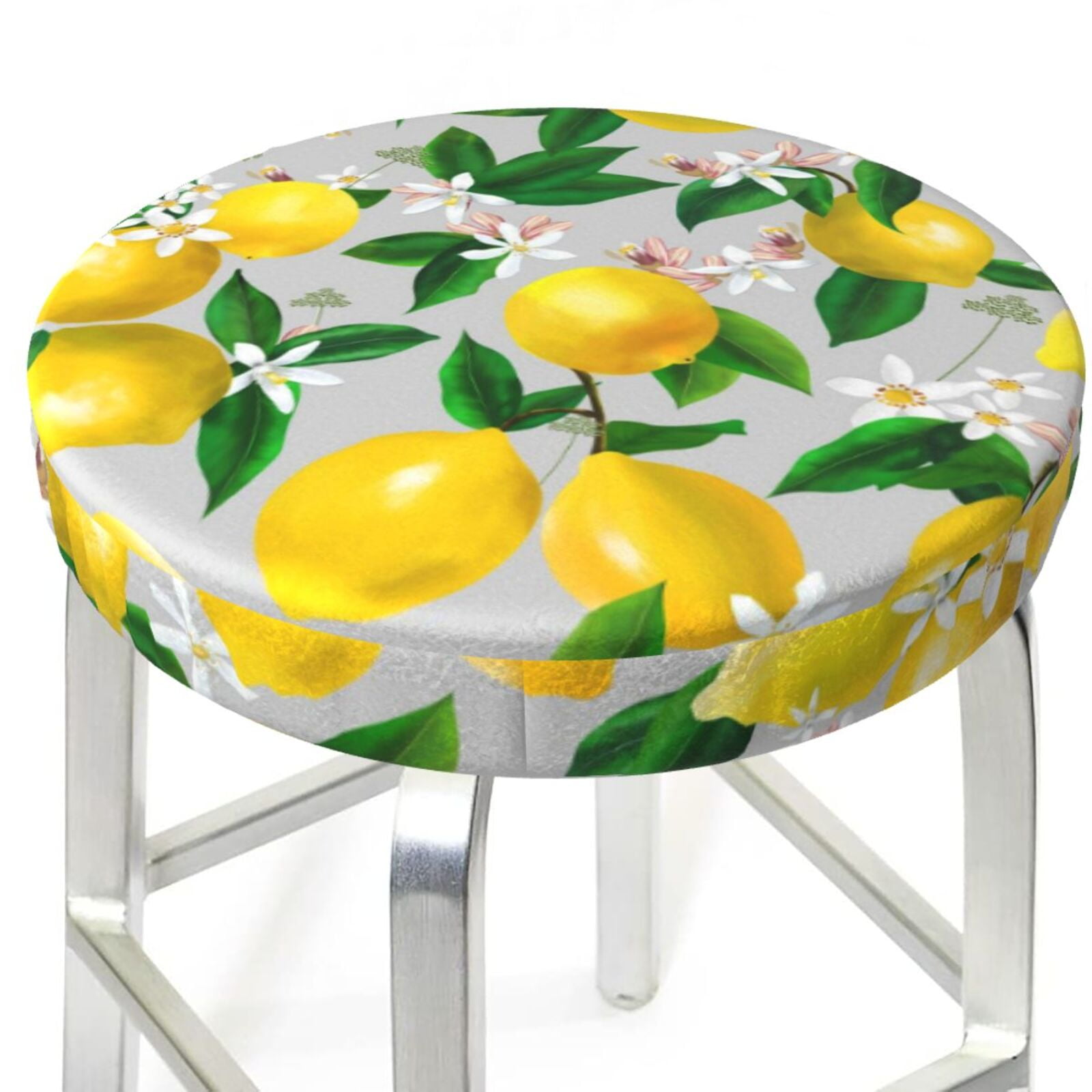 Bar Stool Covers Round, Lemon Oil Painting Effect Bar Stool Cushion ...