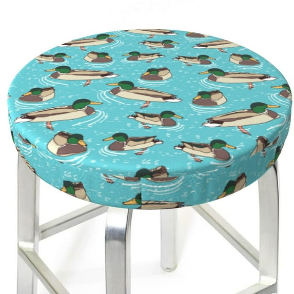 Bar Stool Covers Round, Mallard Ducks Swimming In The Lake Bar Stool ...