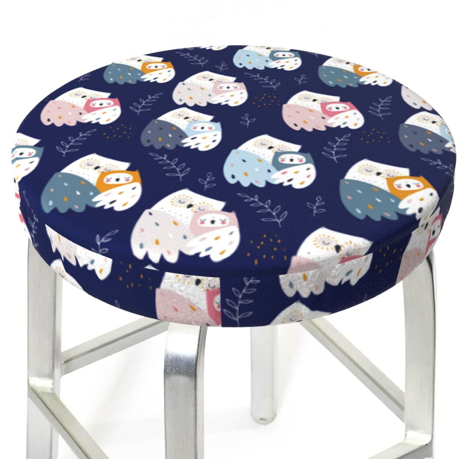 Bar Stool Covers Round, Mom And Baby Owls Bar Stool Cushion Covers Seat ...