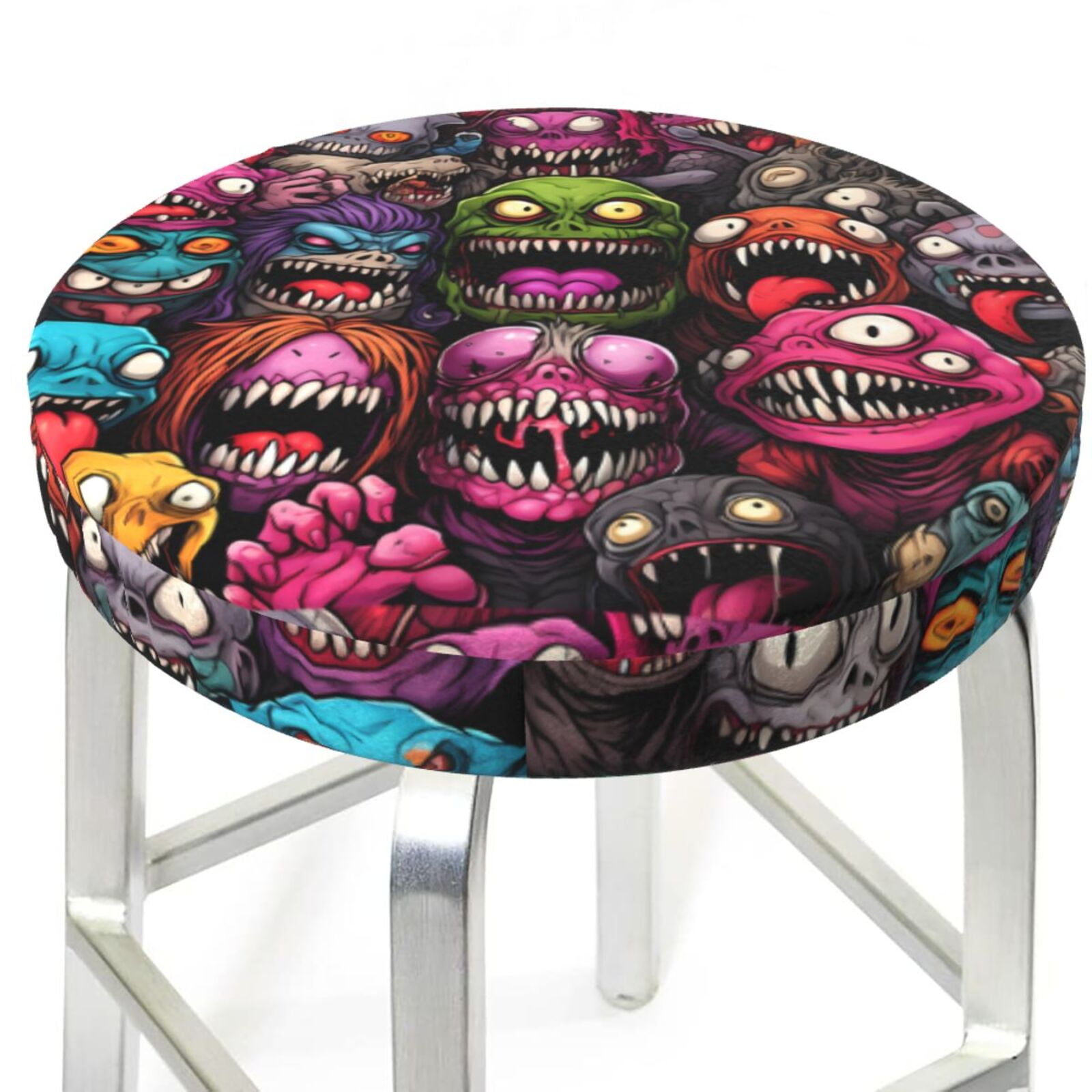 Bar Stool Covers Round, Monstrous Cartoon Characters Bar Stool Cushion ...