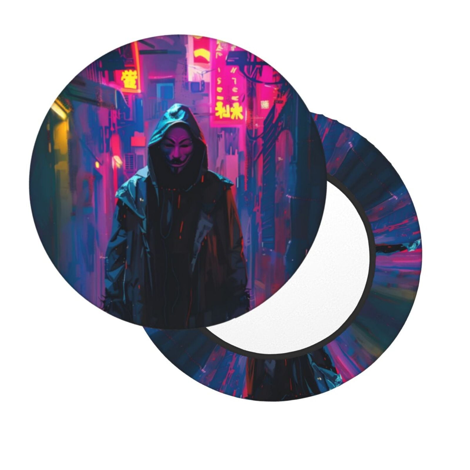 Bar Stool Covers Round - Neon Masked Man Soft Anti-Slip Round Chair ...