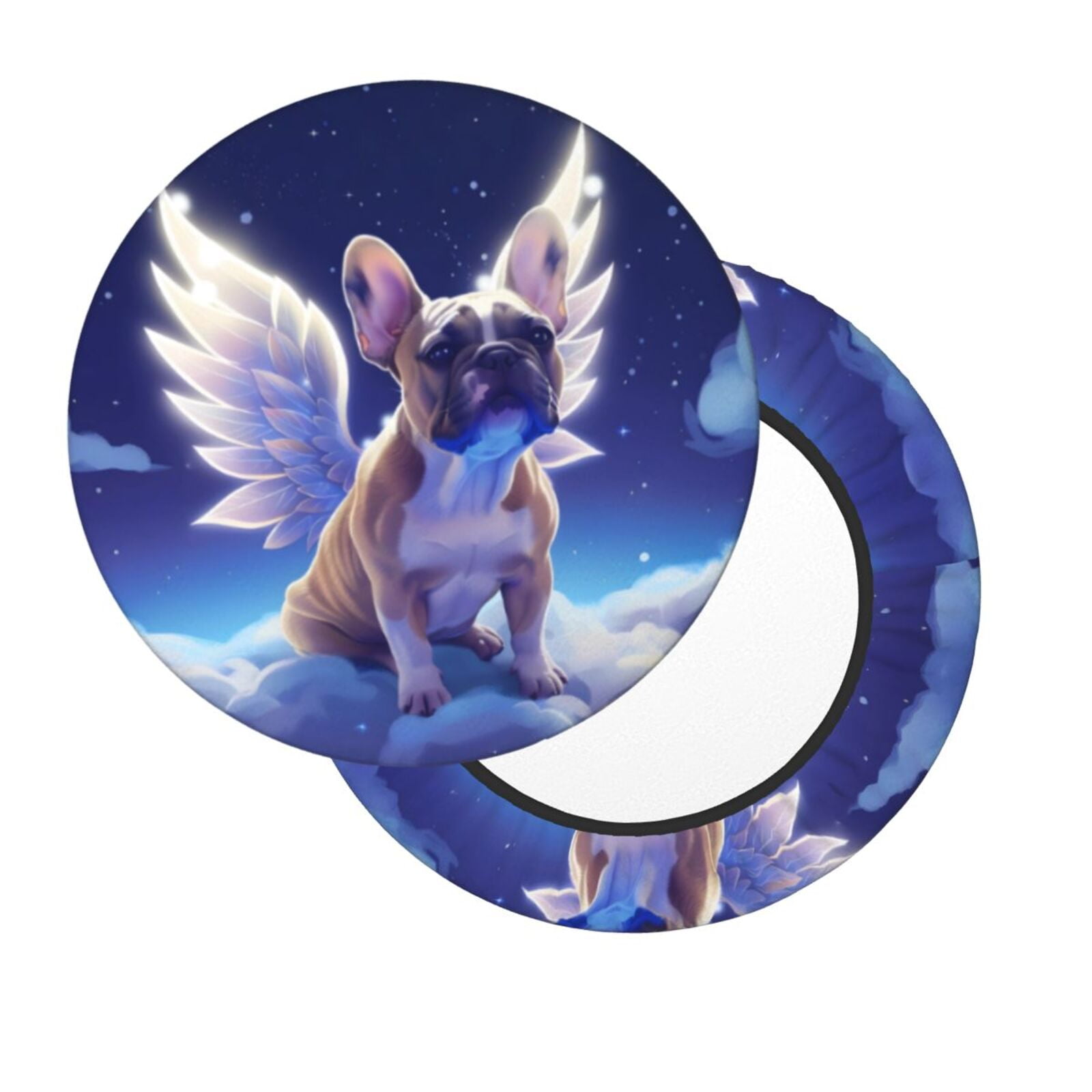 Bar Stool Covers Round - Night Sky Winged French Bulldog Soft Anti-Slip ...