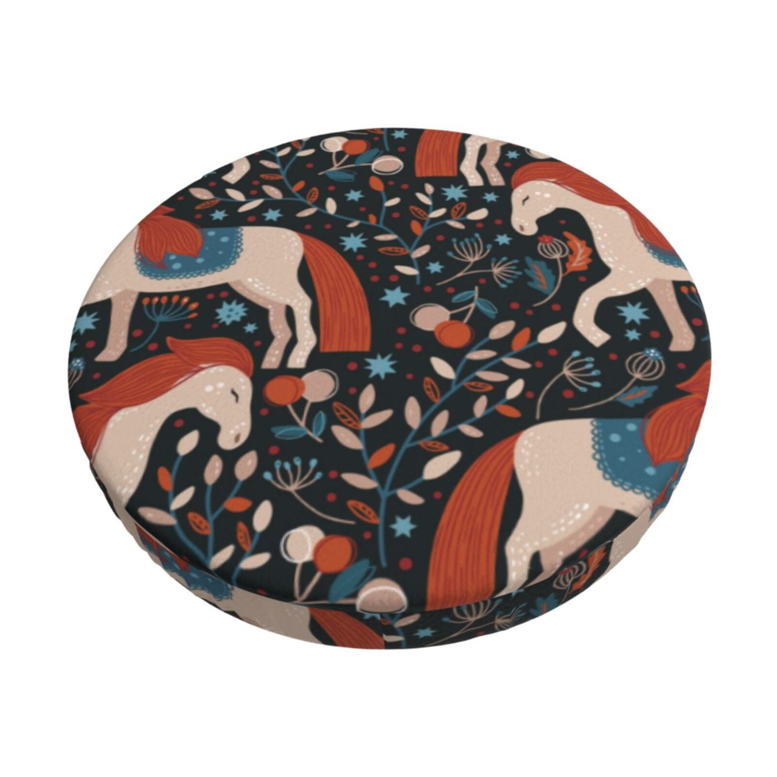Bar Stool Covers Round, Nordic Art Cartoon Cute Horse Bar Stool Cushion ...