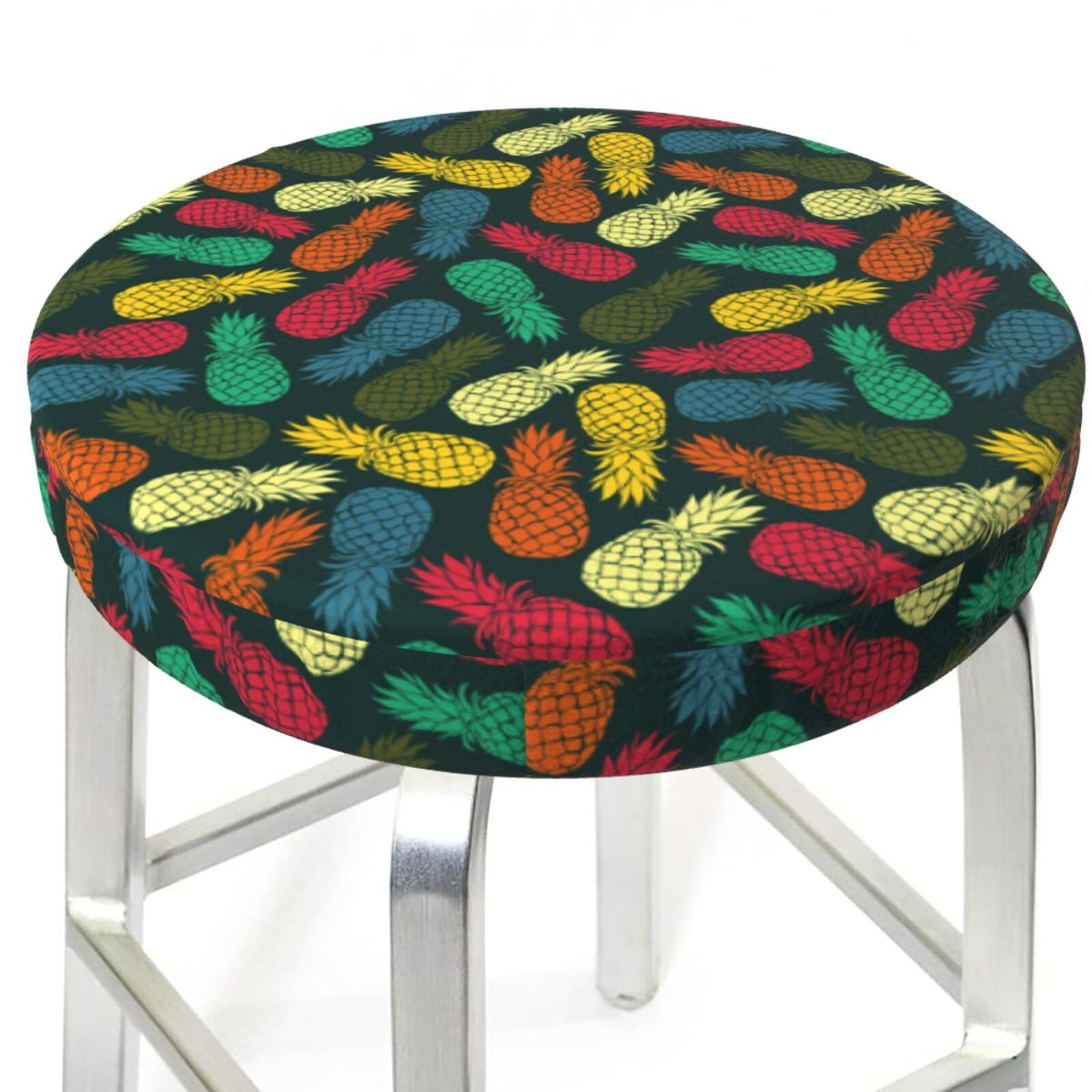 Bar Stool Covers Round, Pineapple Fruit Colorful Bar Stool Cushion ...