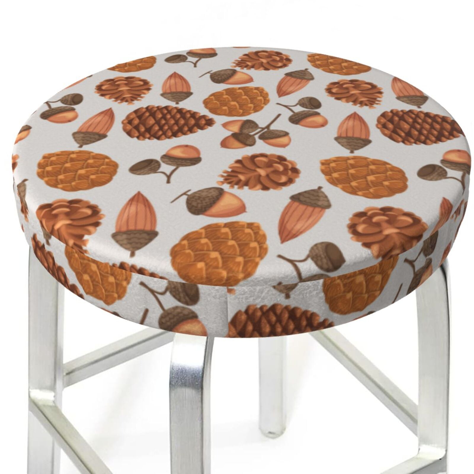 Bar Stool Covers Round, Pinecone Autumn Pattern Bar Stool Cushion ...