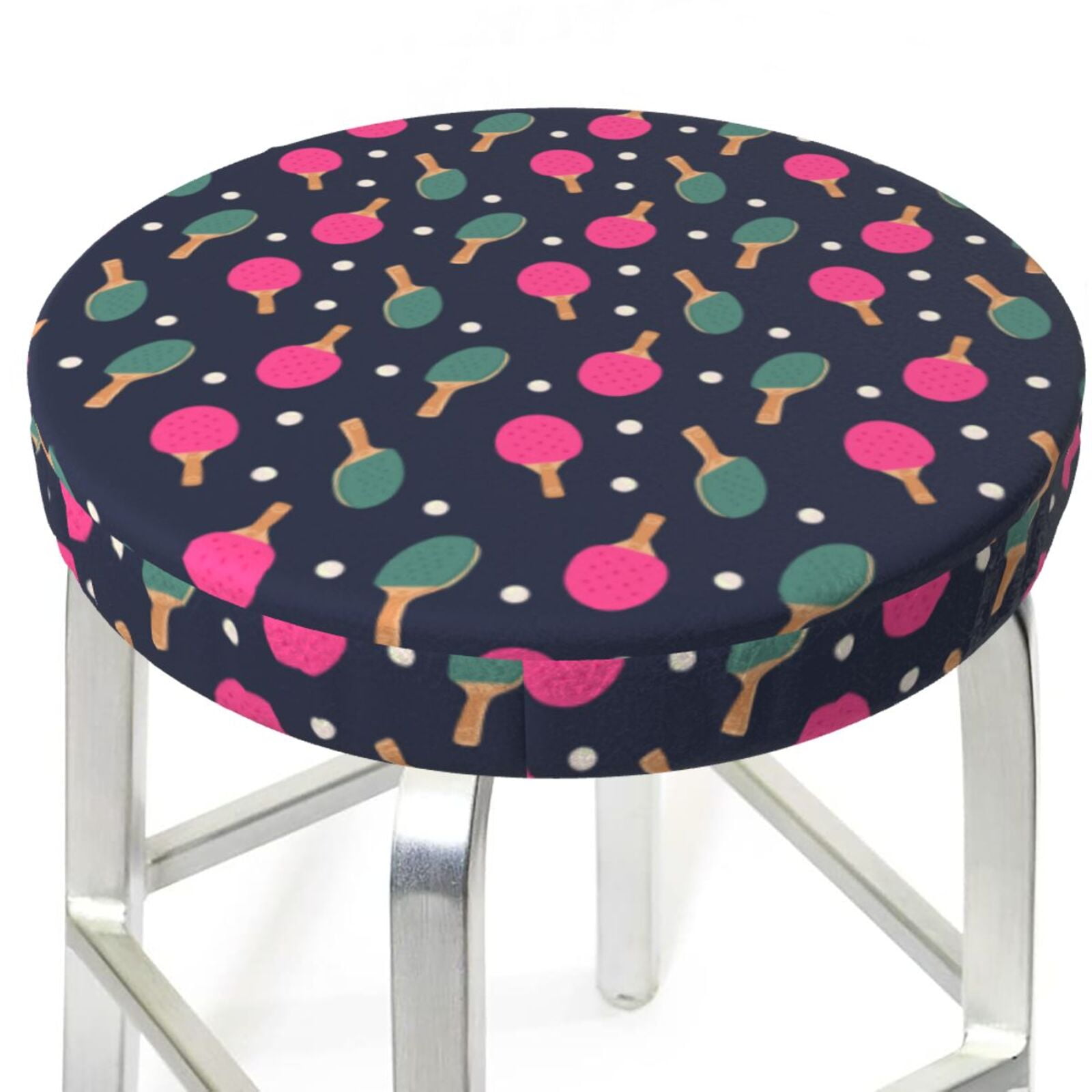 Bar Stool Covers Round, Ping Pong Rackets And Balls Bar Stool Cushion ...