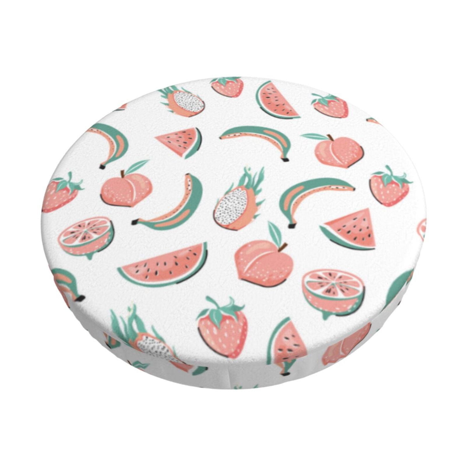 Bar Stool Covers Round, Pink Fruit A Bar Stool Cushion Covers Seat ...