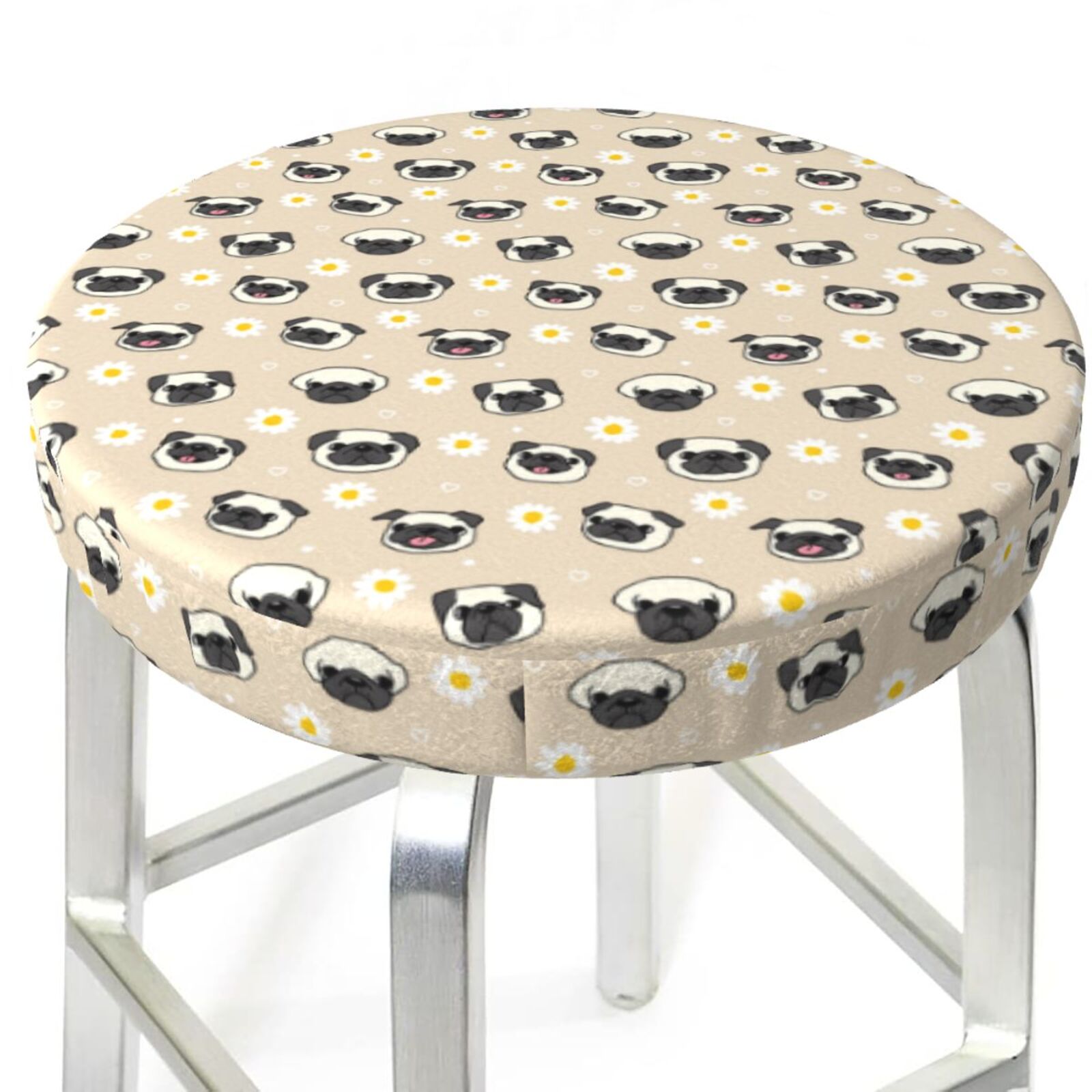 Bar Stool Covers Round, Pug Dog Face Washable Round Seat Covers Cushion ...