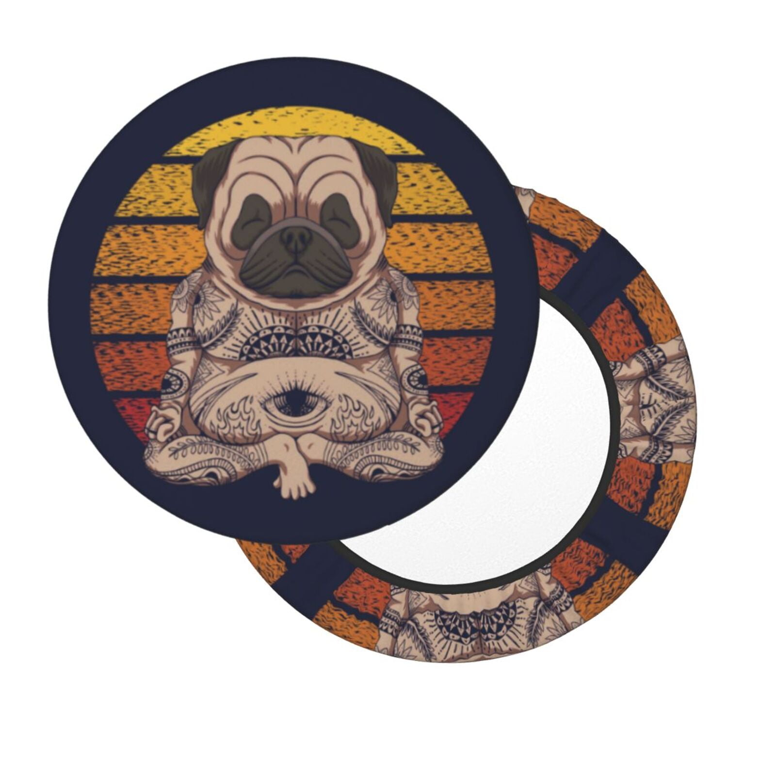Bar Stool Covers Round - Pug dog Yoga Soft Anti-Slip Round Chair Cove ...
