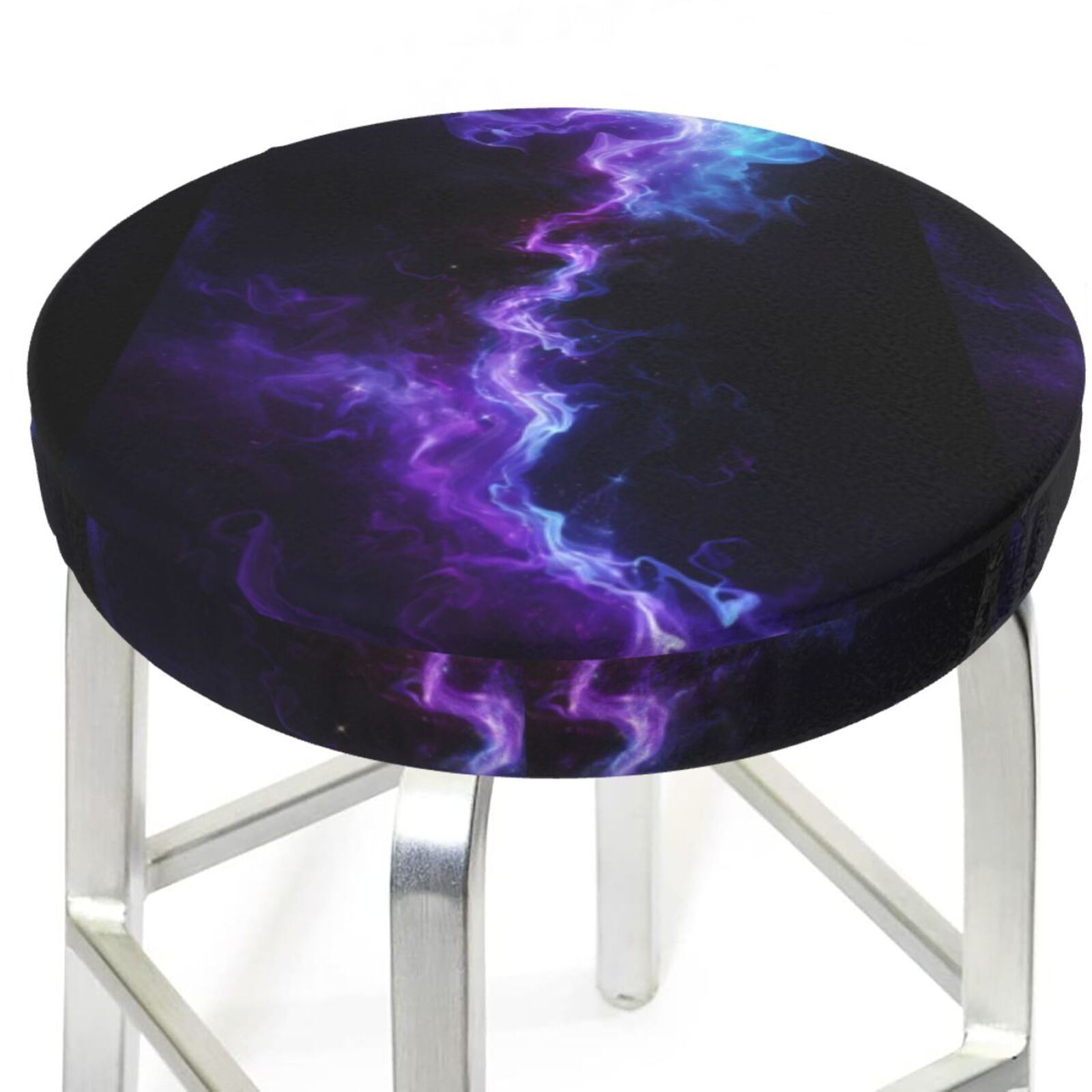Bar Stool Covers Round, Purple And Blue Nebula Bar Stool Cushion Covers ...