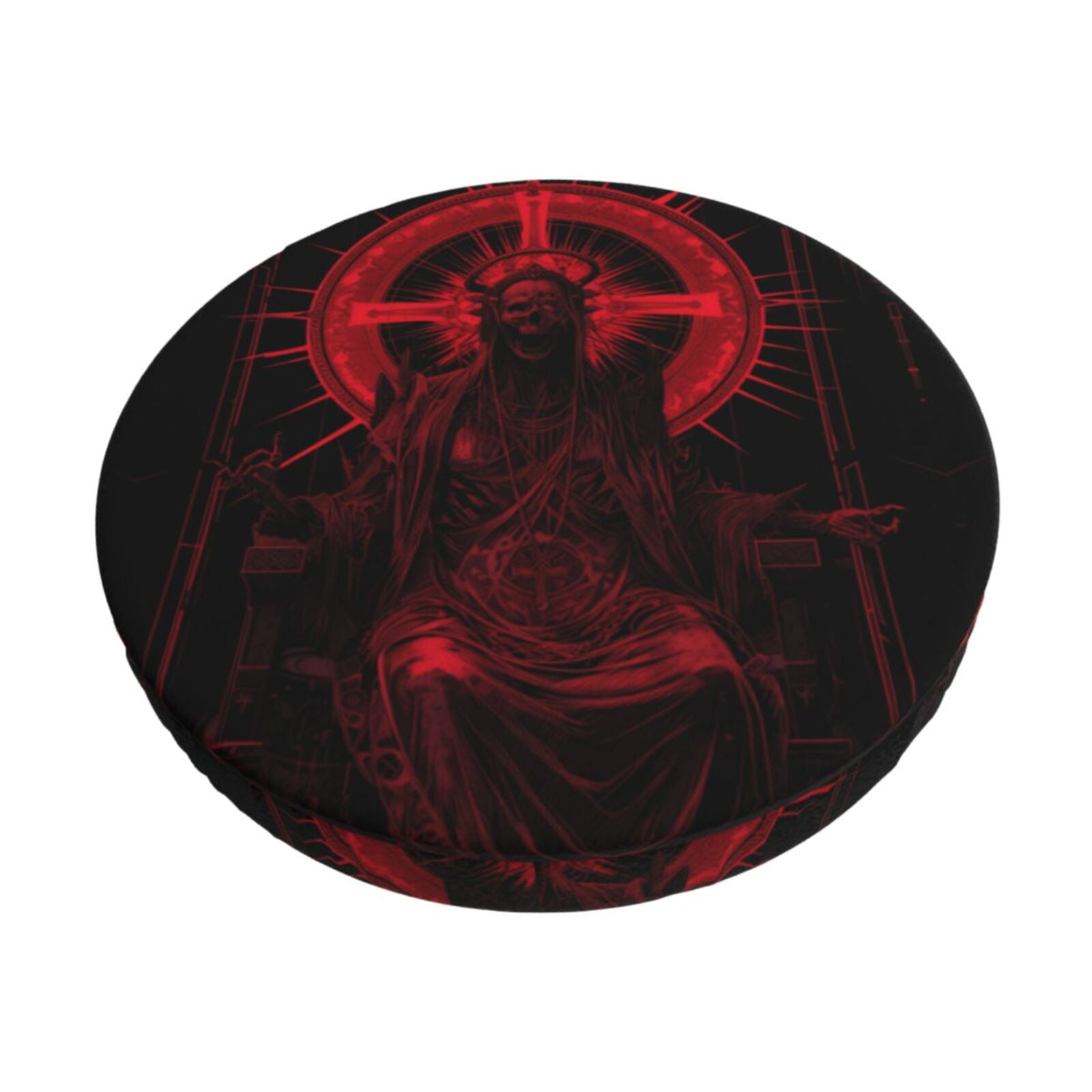 Bar Stool Covers Round, Red Gothic Skeleton Throne Bar Stool Cushion ...