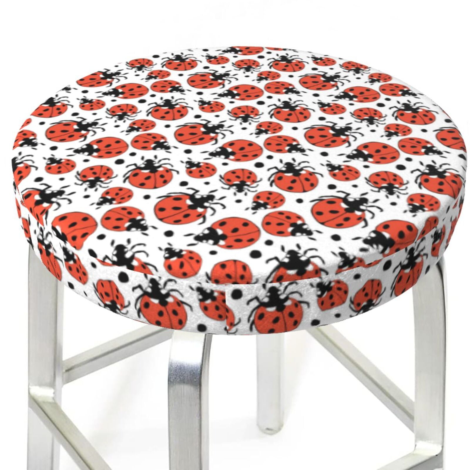 Bar Stool Covers Round, Red Ladybugs Bar Stool Cushion Covers Seat ...