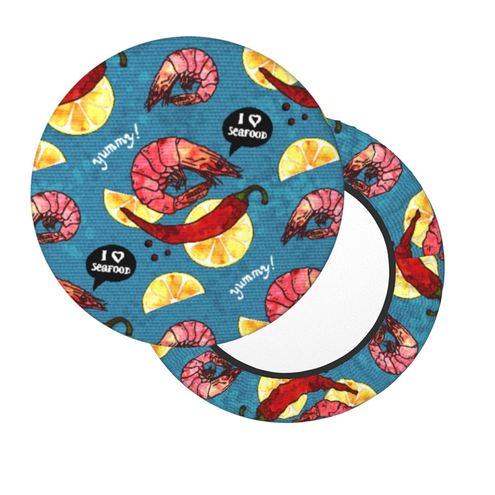 Bar Stool Covers Round - Red Shrimp Chili Lemon Soft Anti-Slip Round ...