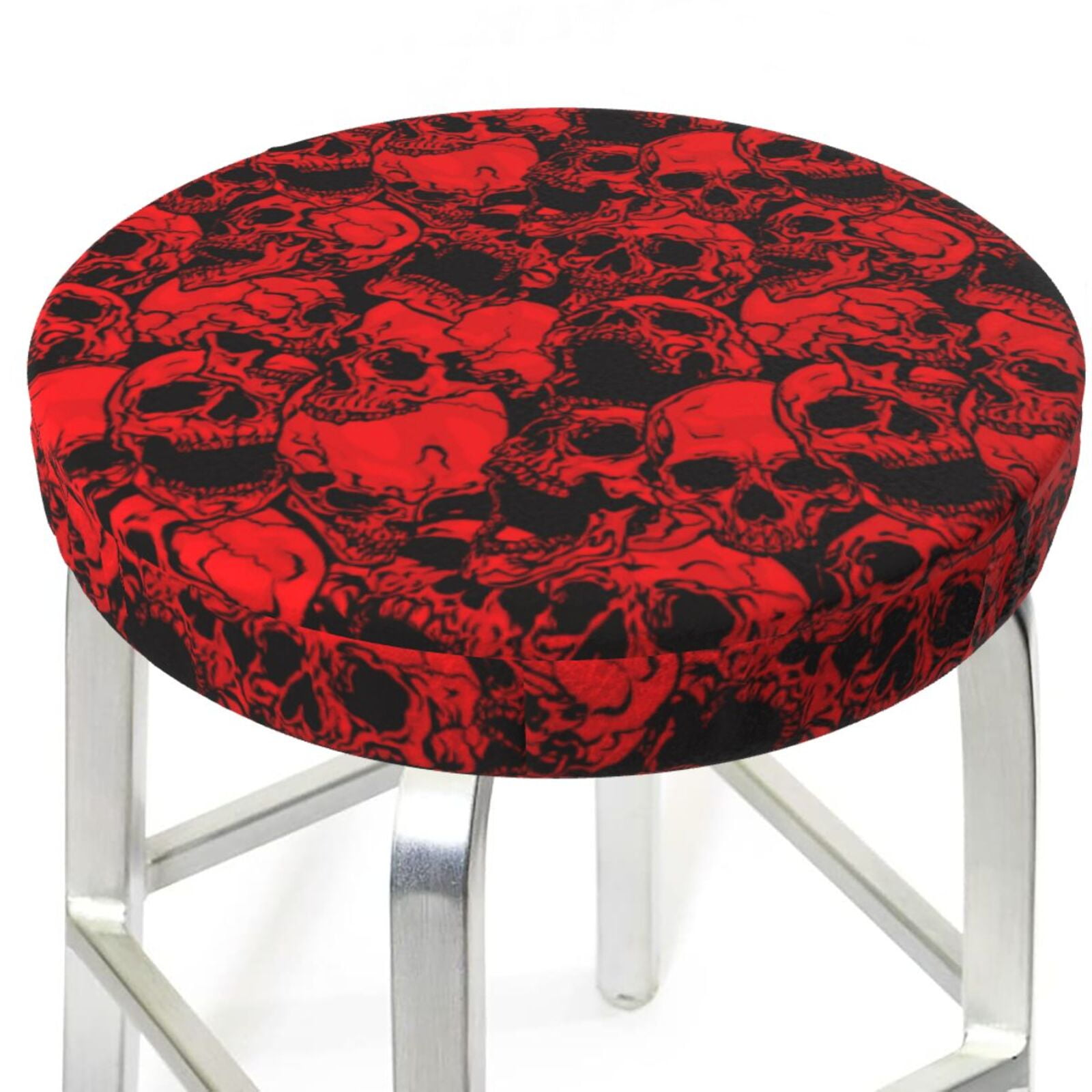 Bar Stool Covers Round, Red Skulls 3 Bar Stool Cushion Covers Seat ...