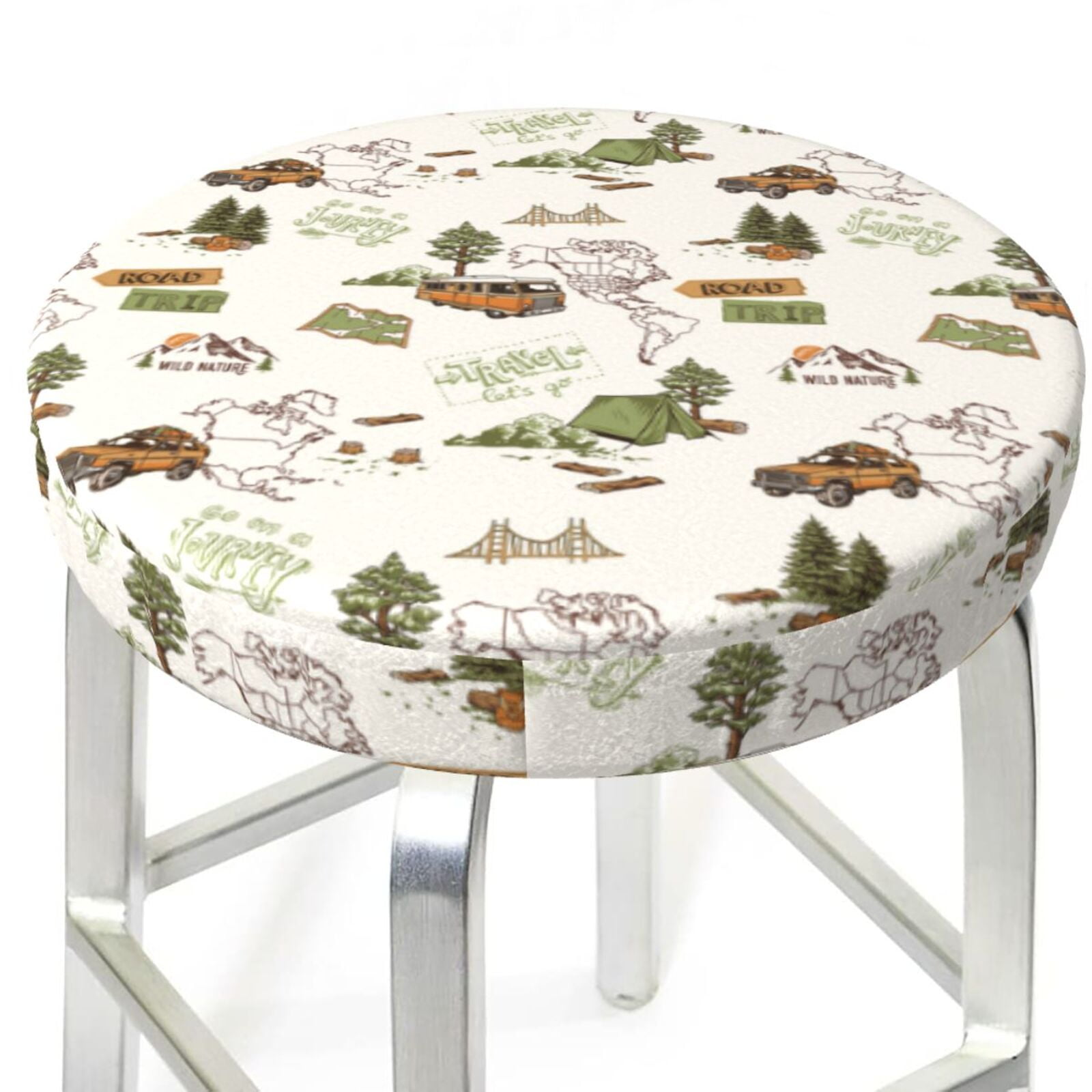 Bar Stool Covers Round, Road Trip Bar Stool Cushion Covers Seat Cushion ...