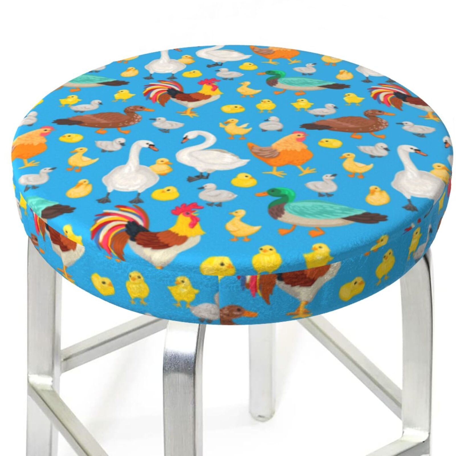 Bar Stool Covers Round, Rooster And Chickens Bar Stool Cushion Covers ...