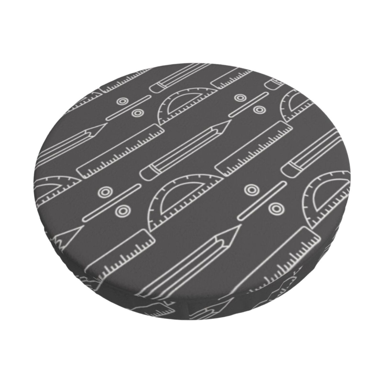 Bar Stool Covers Round, Ruler Pencil Math Print Bar Stool Cushion ...