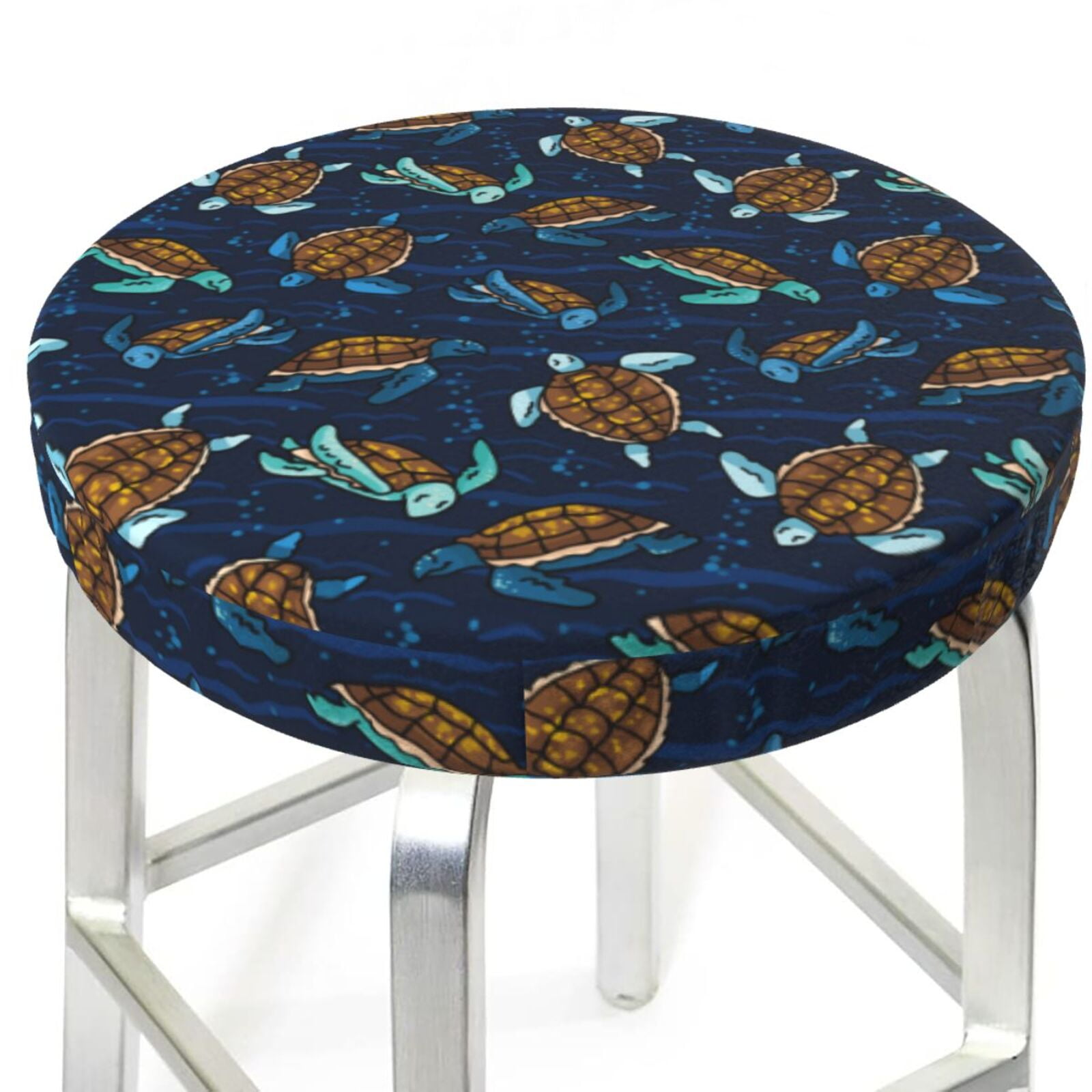 Bar Stool Covers Round, Sea Turtles Swimming Washable Round Seat Covers ...