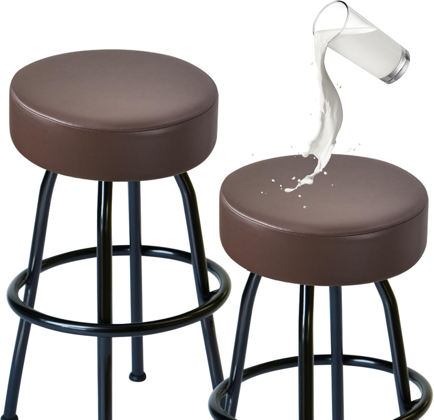Bar Stool Covers Round Set of 2, Waterproof PU Bar Stool Seat Covers ...