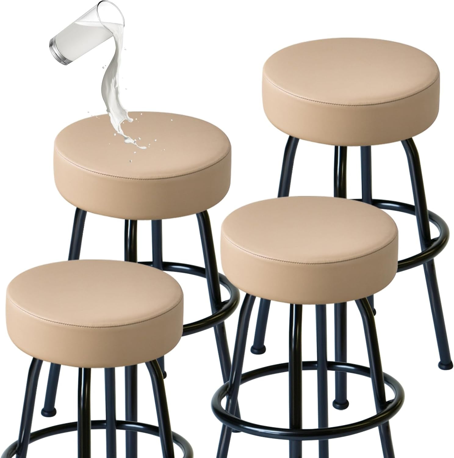 Bar Stool Covers Round Set of 4, Waterproof PU Bar Stool Seat Covers ...