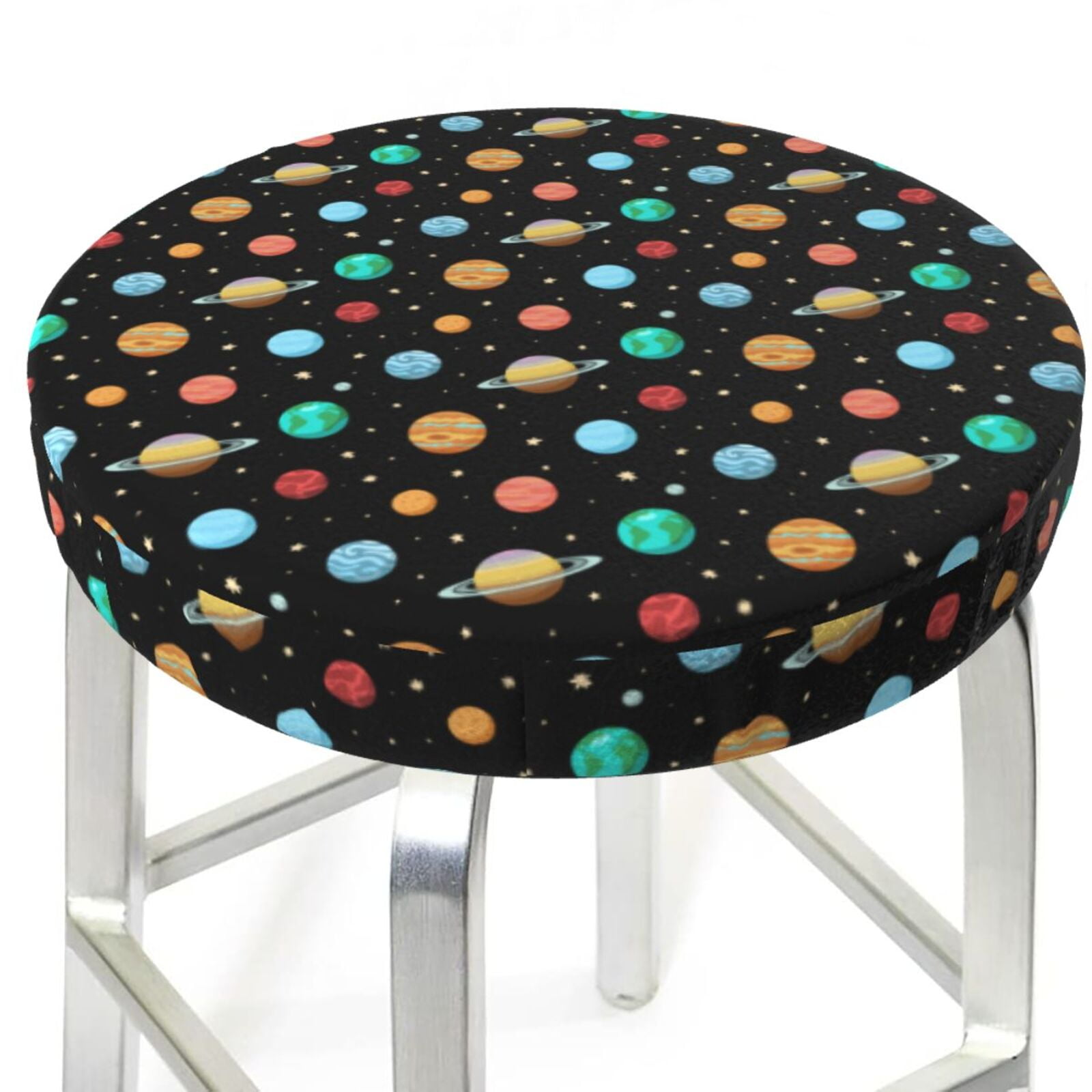 Bar Stool Covers Round, Solar System Planets Space Bar Stool Cushion ...