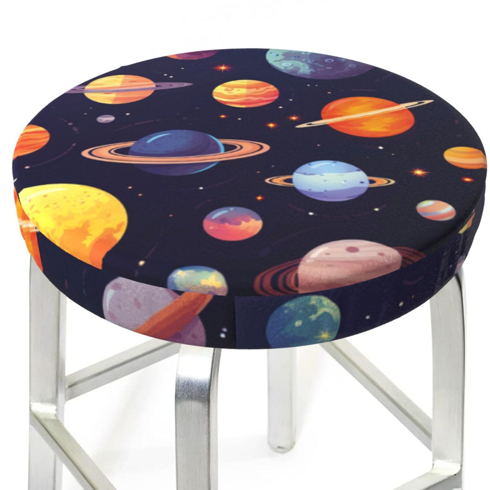 Bar Stool Covers Round, Space Planet Bar Stool Cushion Covers Seat ...