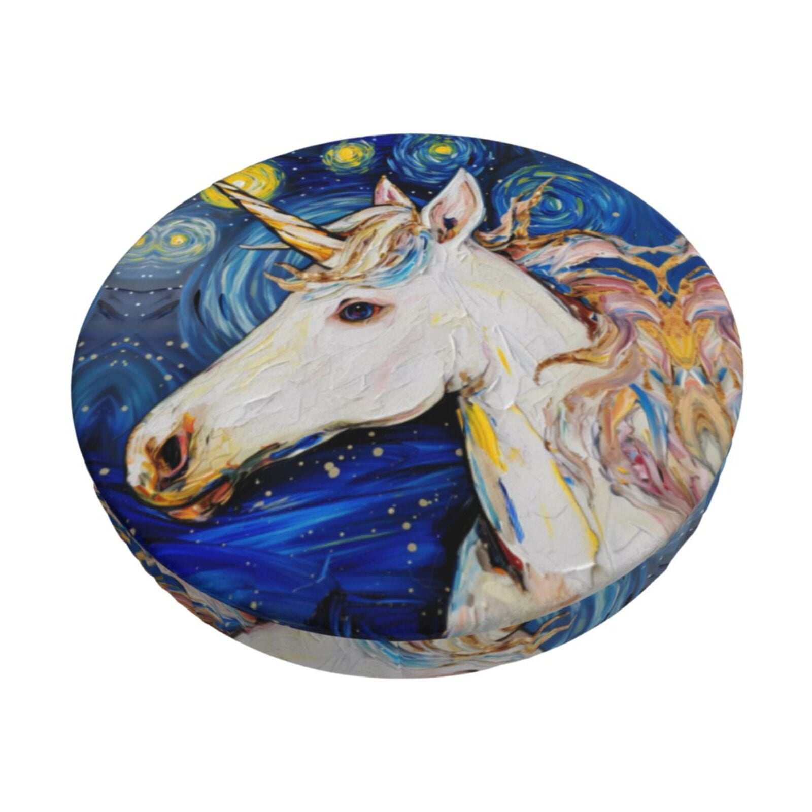 Bar Stool Covers Round, Starry White Horse Bar Stool Cushion Covers ...
