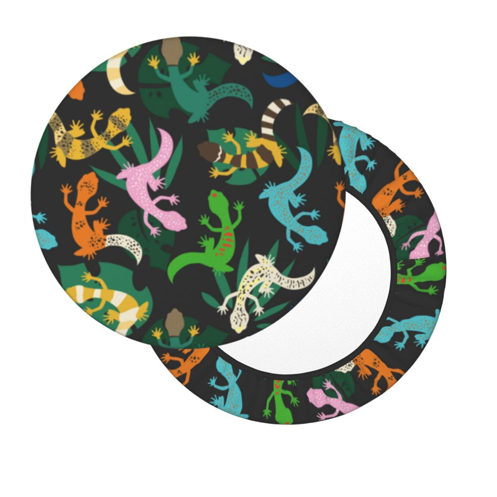 Bar Stool Covers Round - Striped Cute Lizard Gecko Plant_A Soft Anti ...