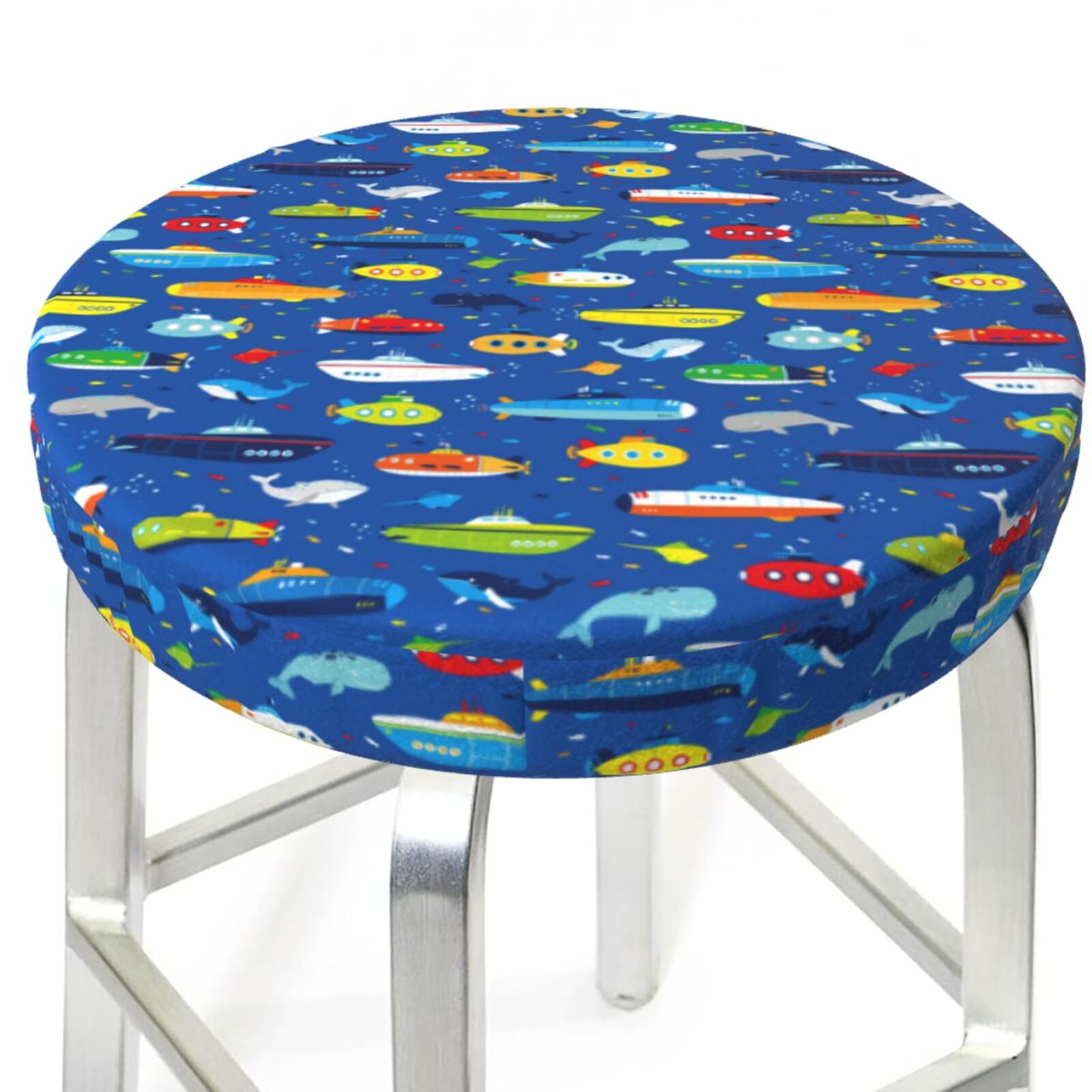 Bar Stool Covers Round, Submarines And Whales Bar Stool Cushion Covers ...