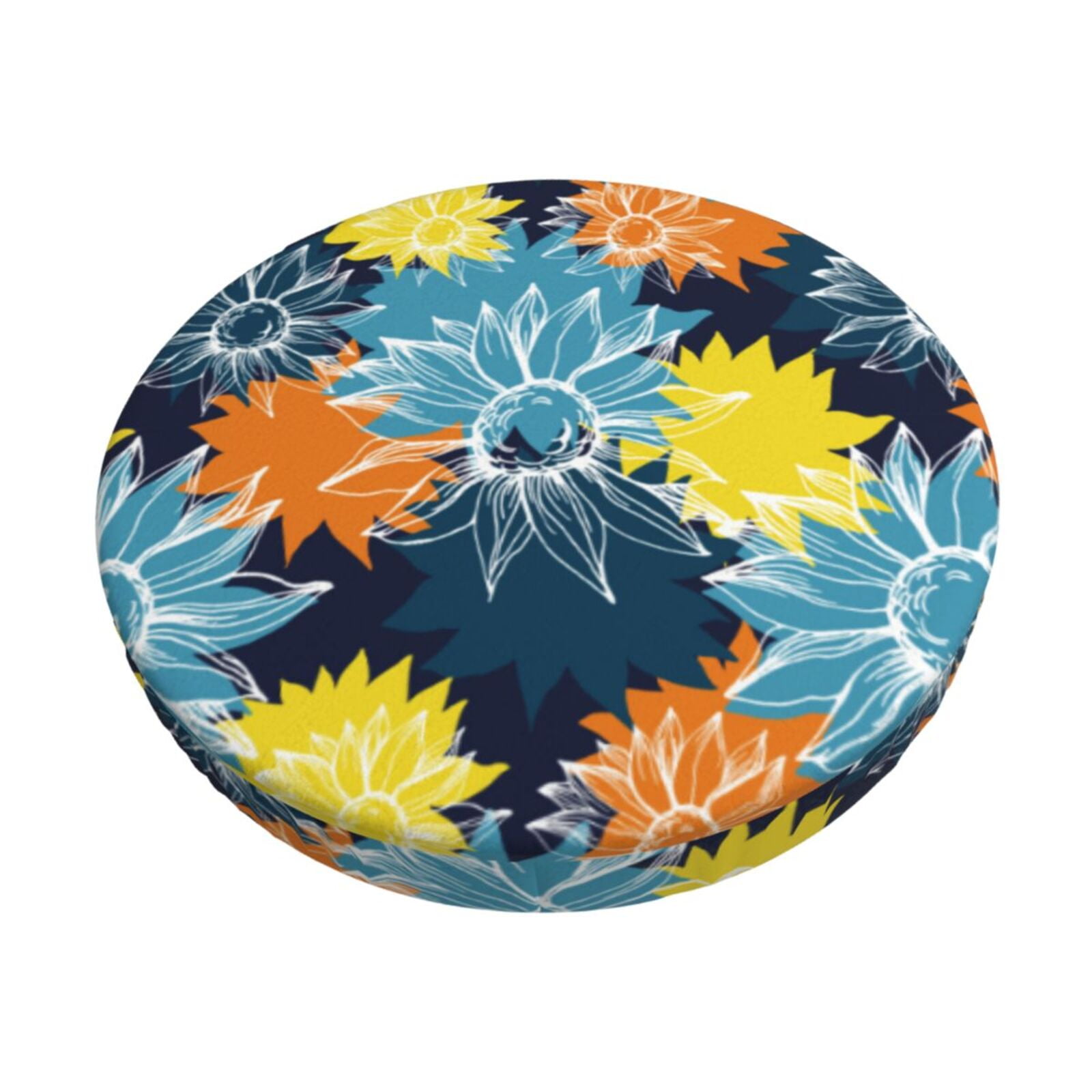 Bar Stool Covers Round, Sunflowers Colorful Bar Stool Cushion Covers ...