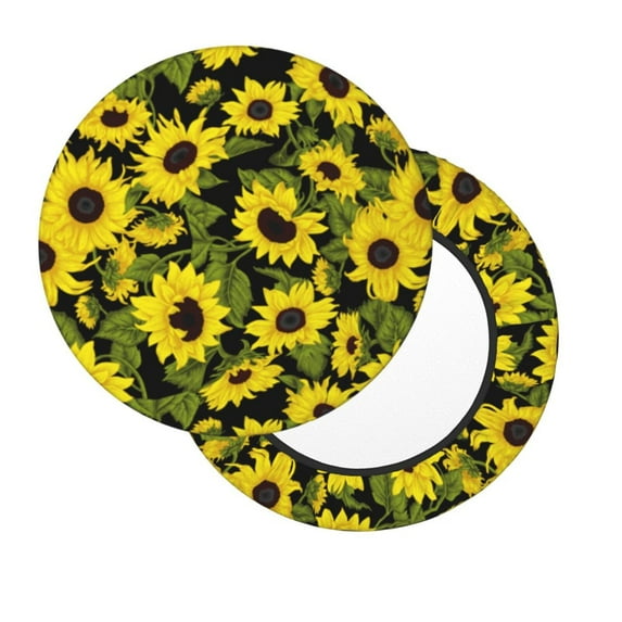 Bar Stool Covers Round - Sunflowers In Vintage Soft Anti-Slip Round ...
