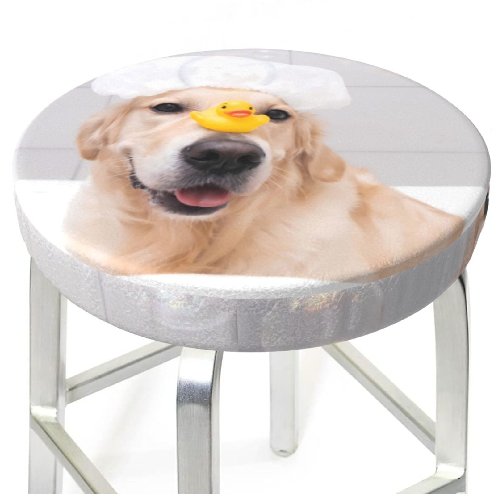 Bar Stool Covers Round, The Dog Is Sitting In A Bubble Bath Bar Stool ...