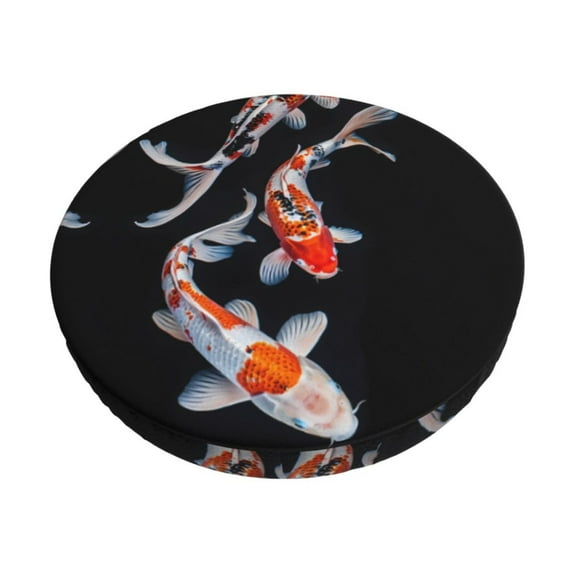 Bar Stool Covers Round, Tricolor Koi Fish Trio Bar Stool Cushion Covers Seat Cushion With ...