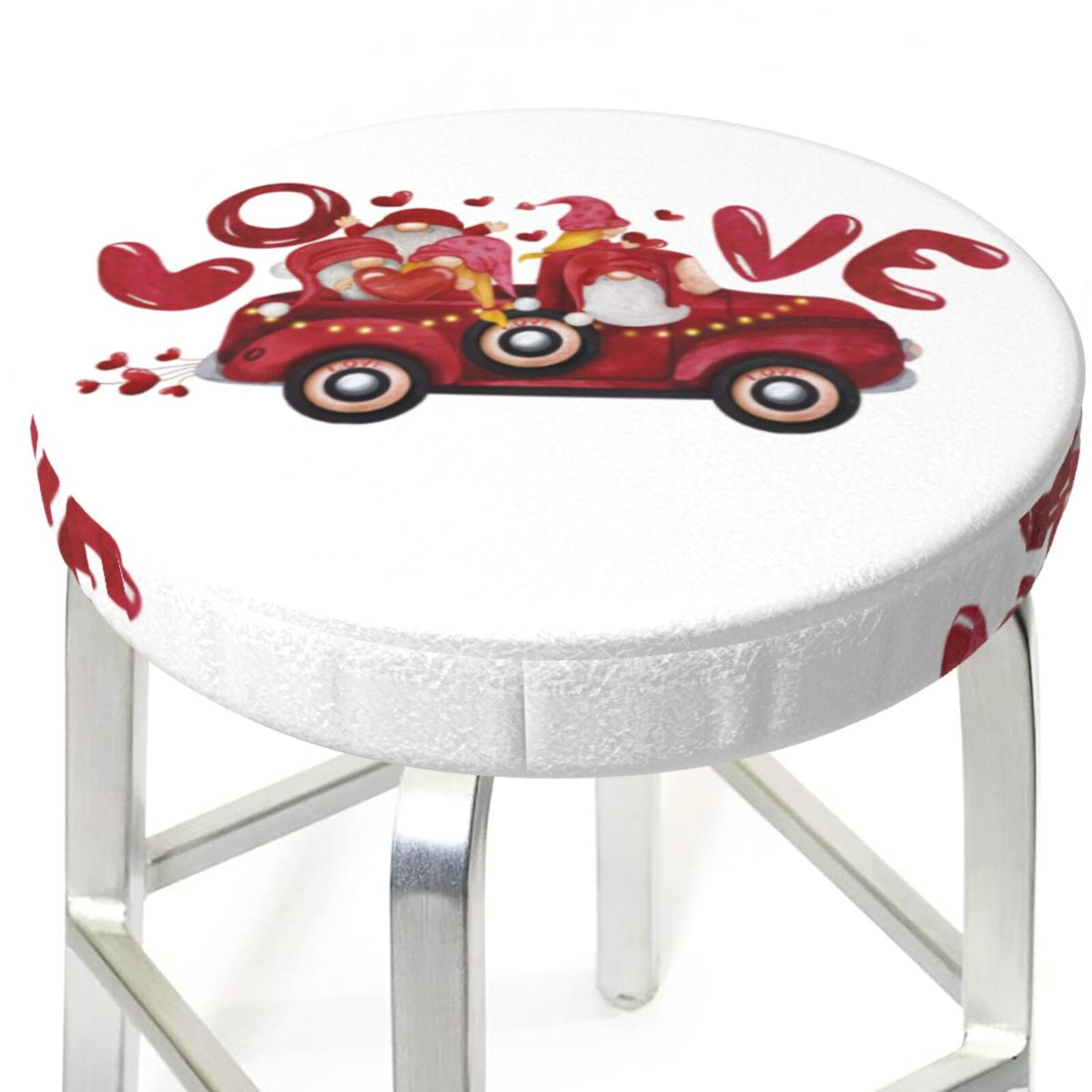 Bar Stool Covers Round, Truck With Gnomes Bar Stool Cushion Covers Seat ...