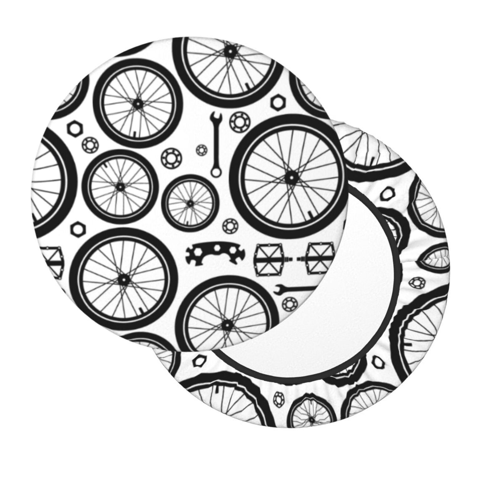 Bar Stool Covers Round - Vintage Bike wheel Pattern Soft Anti-Slip ...