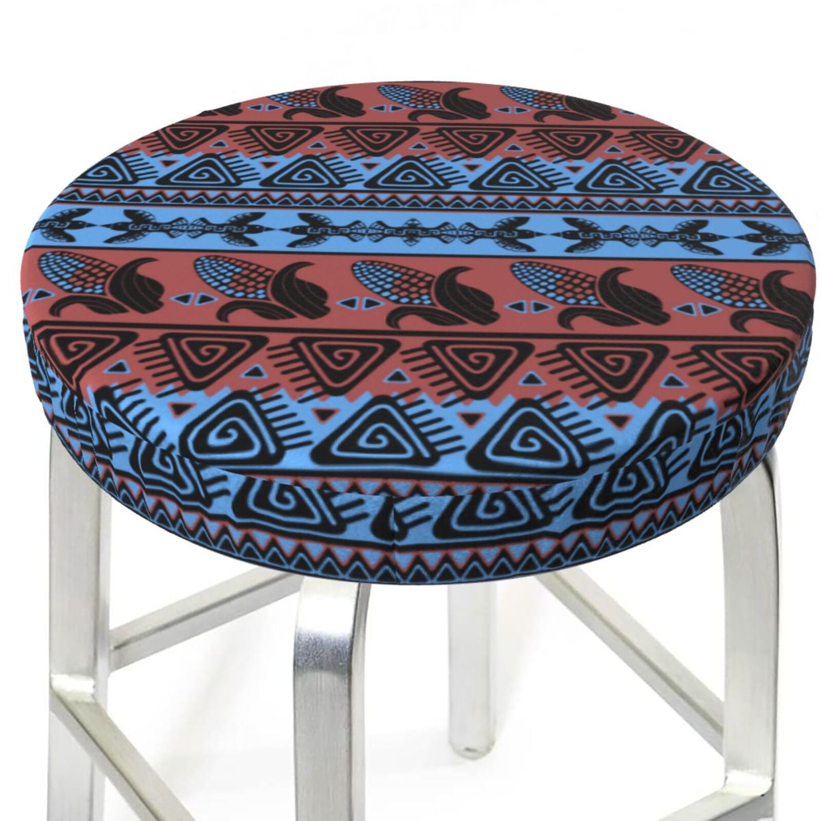 Bar Stool Covers Round, Vintage Corn Pattern in Red Blue Bar Stool ...