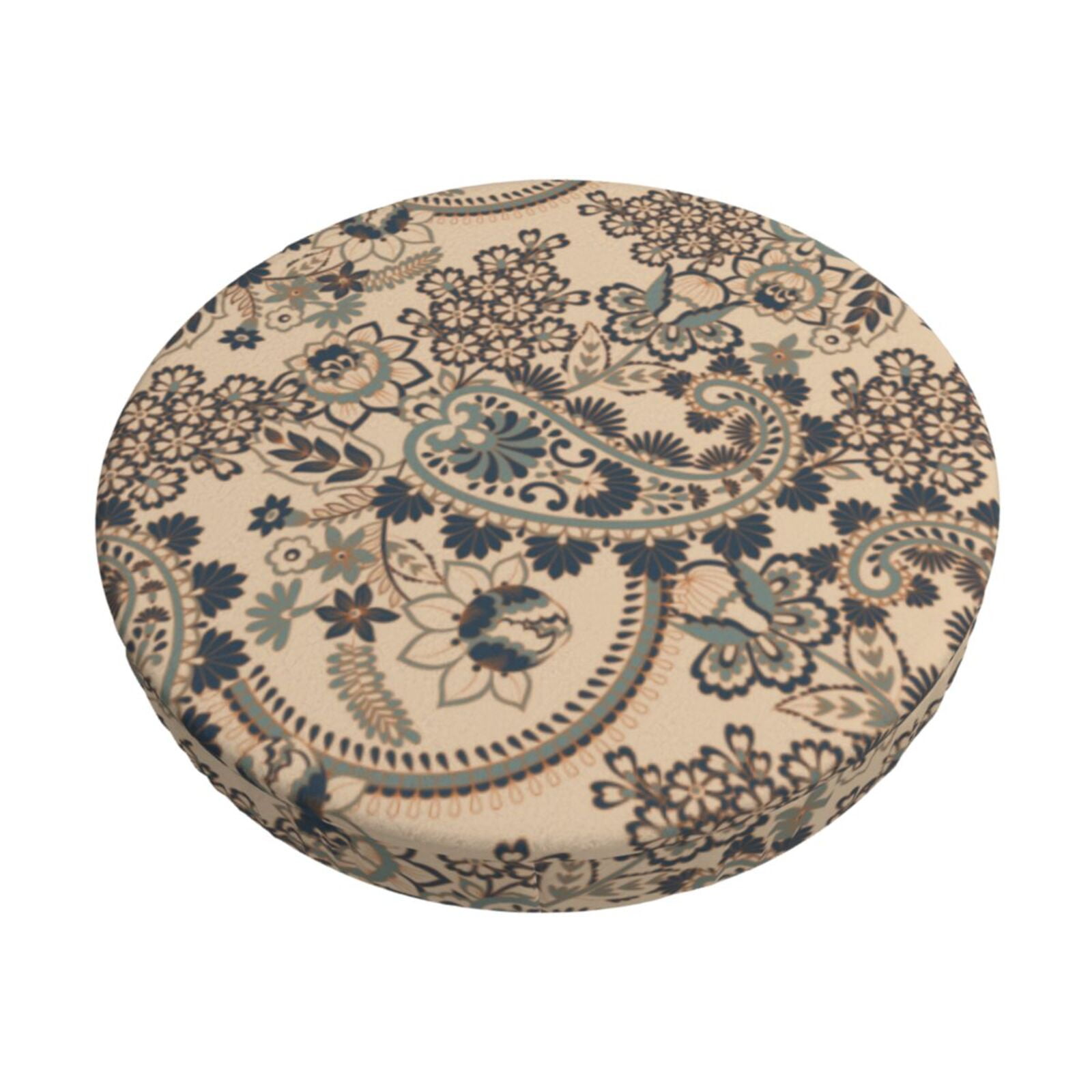 Bar Stool Covers Round, Vintage Floral Paisley Bar Stool Cushion Covers ...