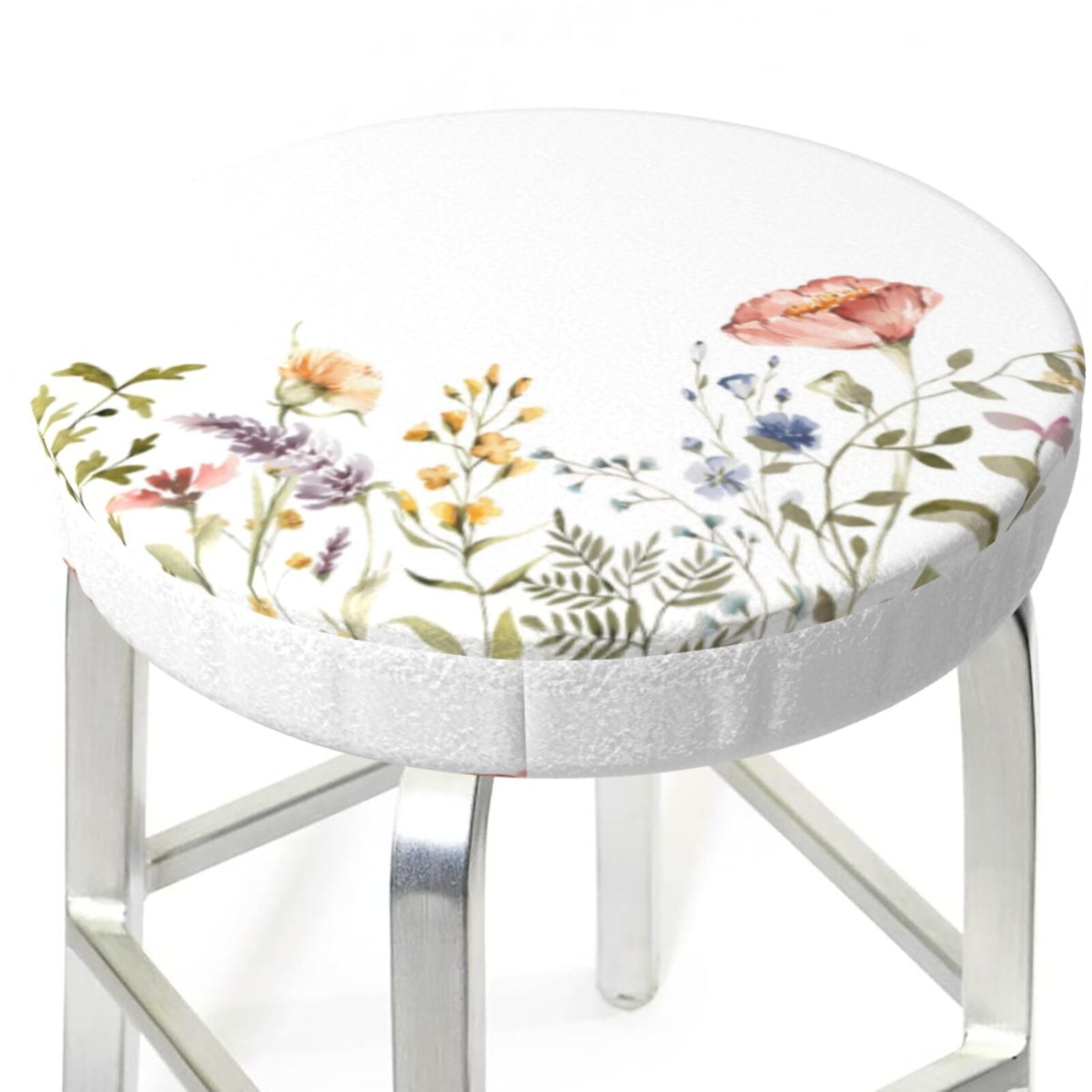 Bar Stool Covers Round, Watercolor Floral Bar Stool Cushion Covers Seat ...