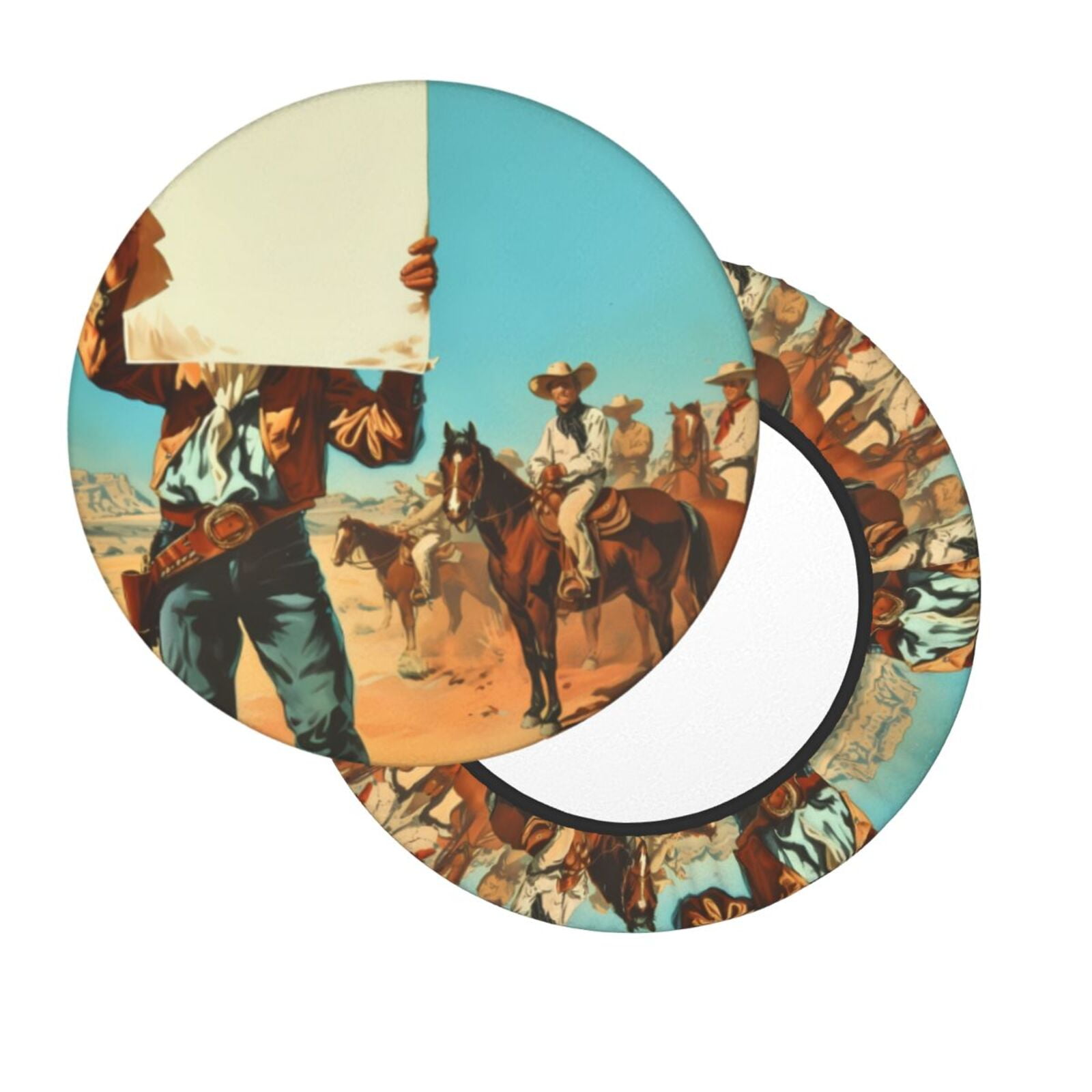 Bar Stool Covers Round - Western Desert Cowboy Soft Anti-Slip Round ...