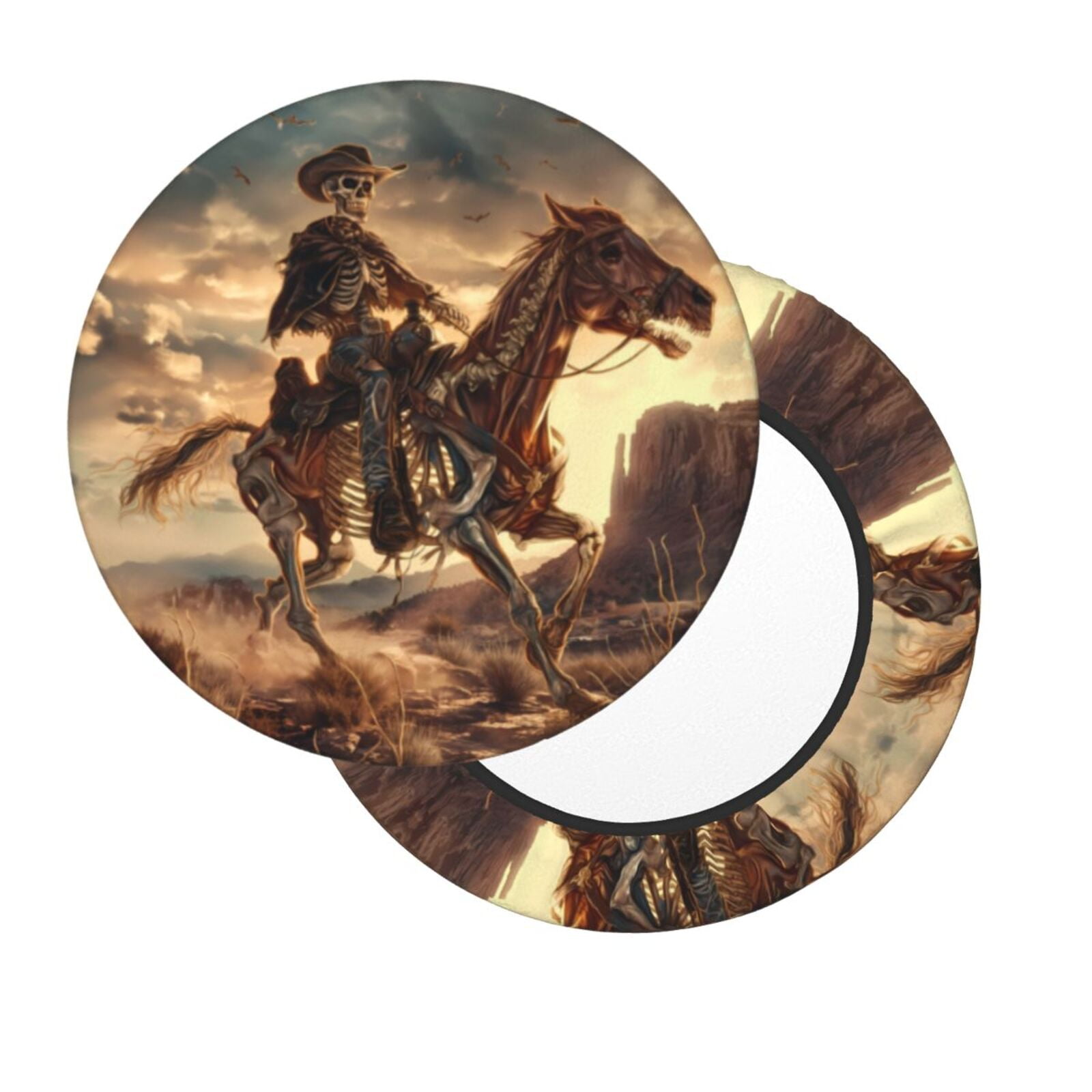 Bar Stool Covers Round - Western Skeleton Cowboy Horse Soft Anti-Slip ...