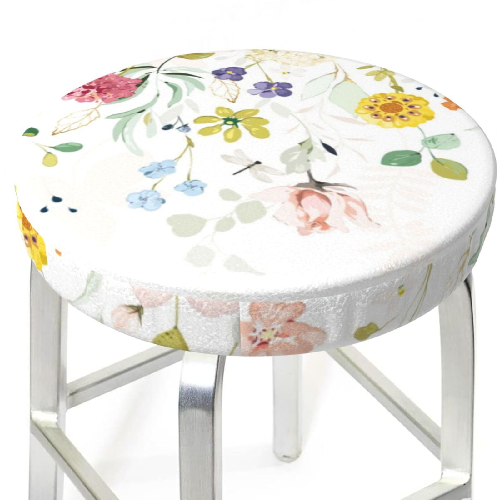 Bar Stool Covers Round, Wildflowers Bar Stool Cushion Covers Seat ...