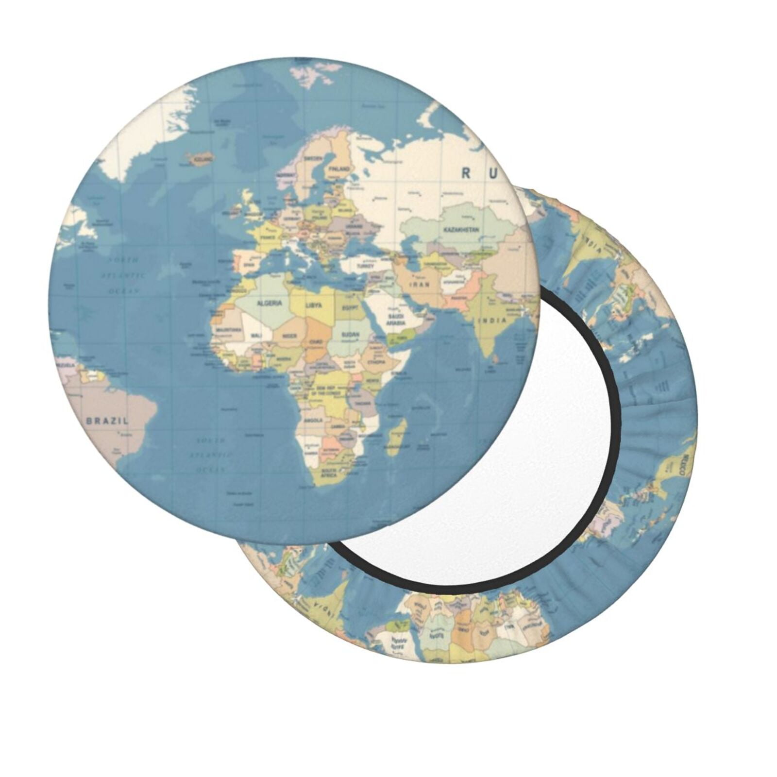 Bar Stool Covers Round - World Map1 Soft Anti-Slip Round Chair Cove ...