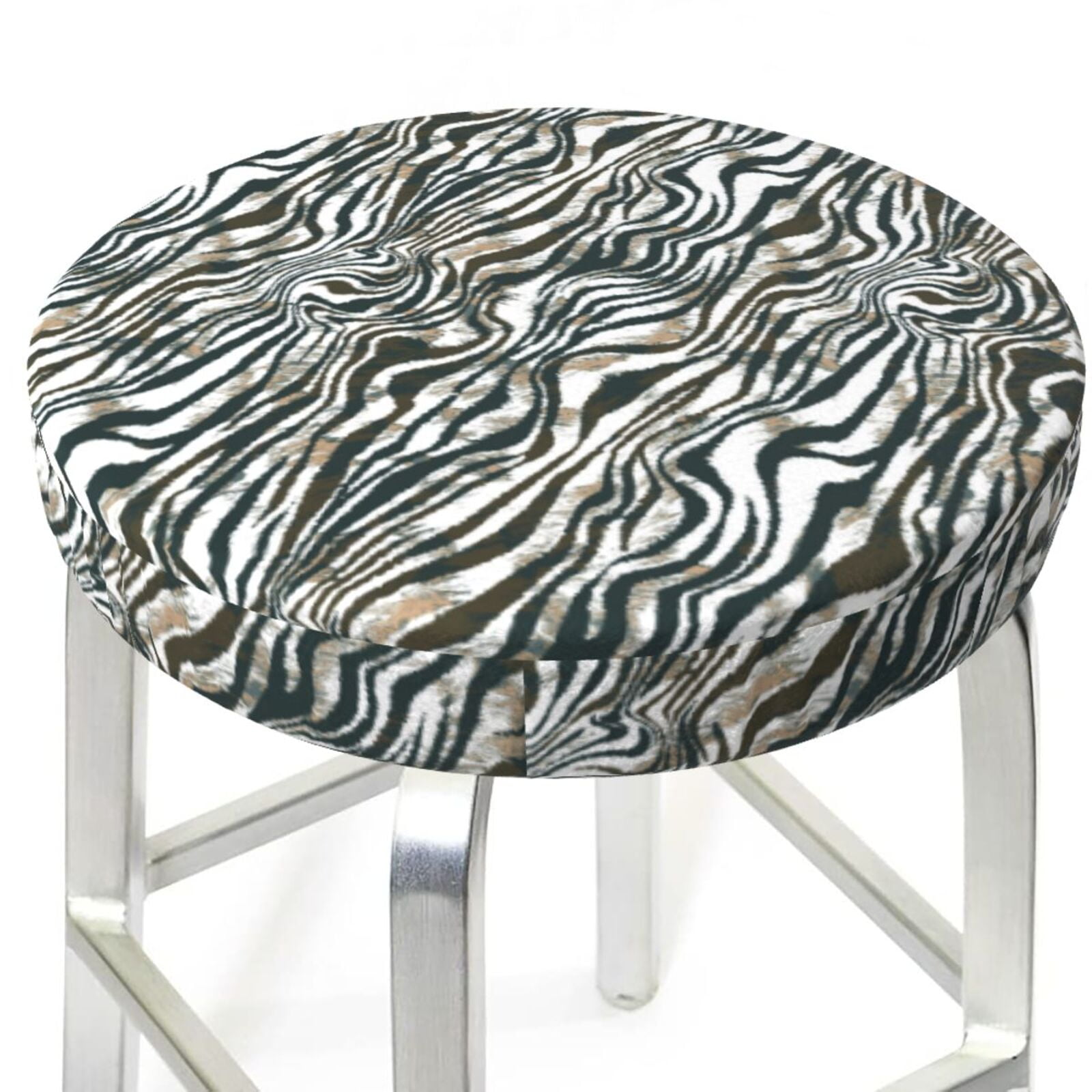 Bar Stool Covers Round, Zebra print black white Bar Stool Cushion ...