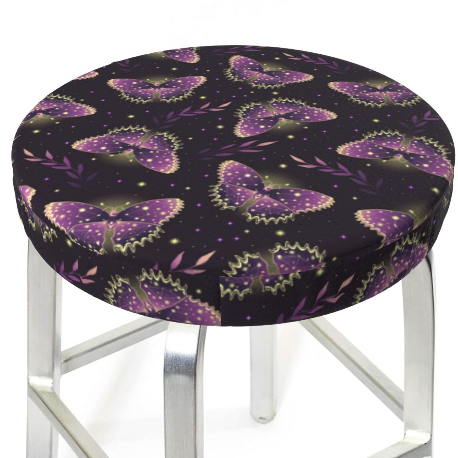 Bar Stool Covers Round, aesthetic starry sky Night butterfly Bar Stool ...