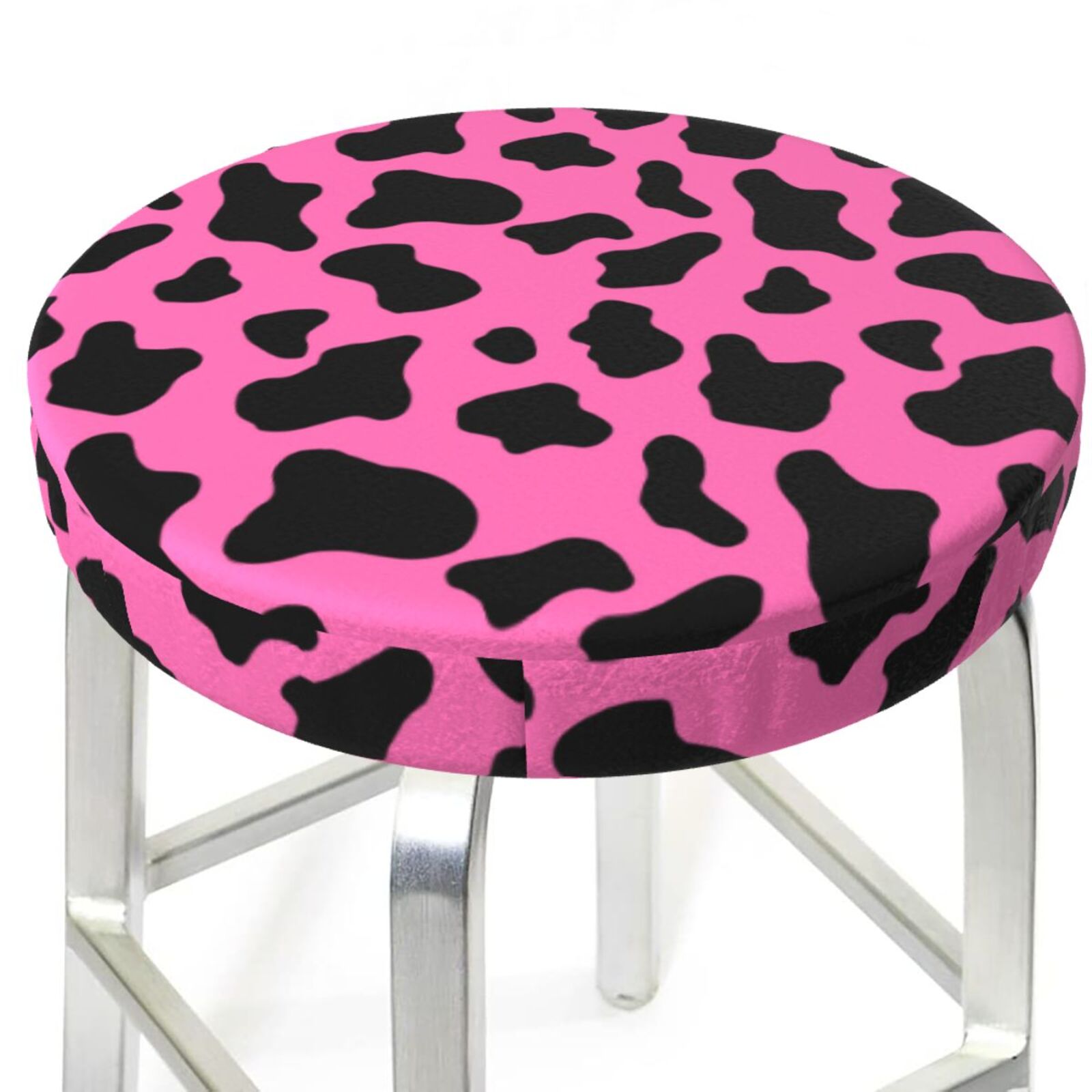 Bar Stool Covers Round, black pink cow animal print Bar Stool Cushion ...