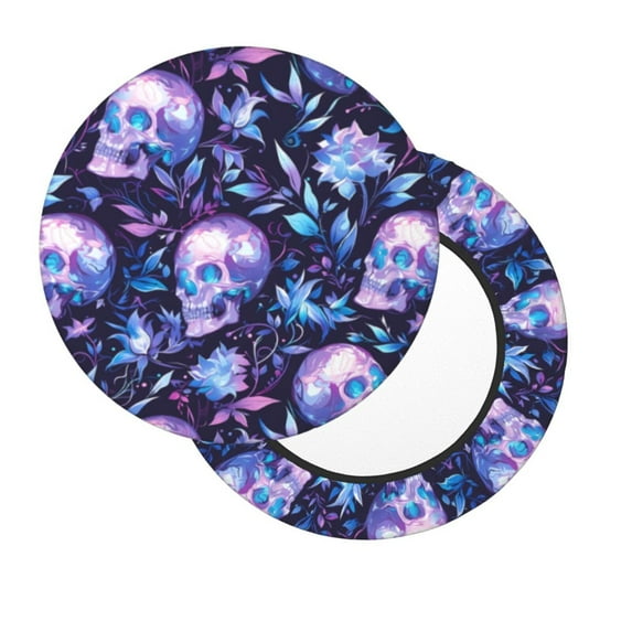 Bar Stool Covers Round - blue pink Skull crystal Soft Anti-Slip Round ...