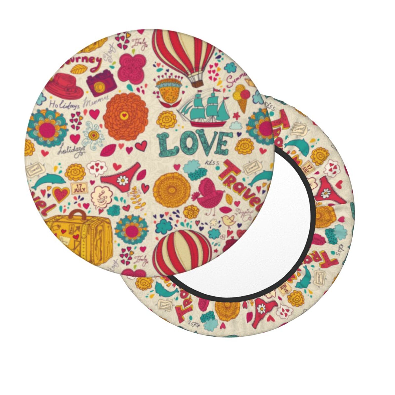 Bar Stool Covers Round - cartoon hot air balloon Soft Anti-Slip Round ...